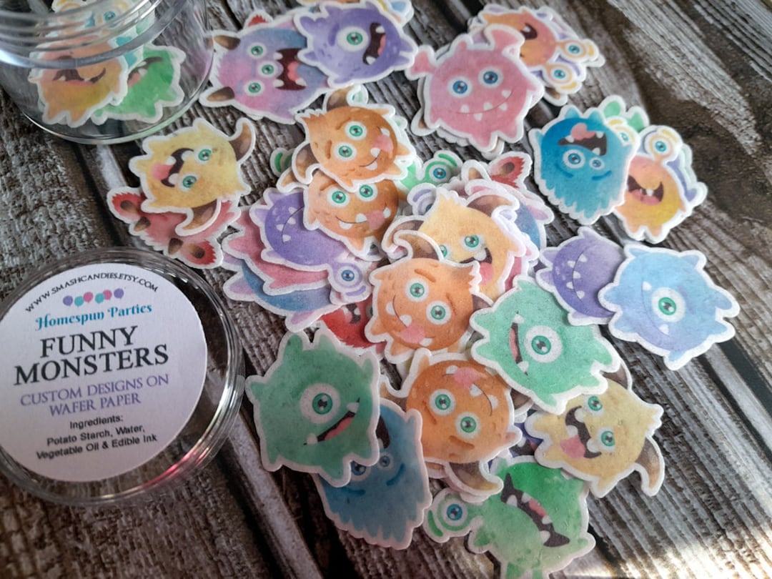 Mini Cute Monsters Cake Decorations, Cocoa Bomb Sprinkles, Wafer Paper ...