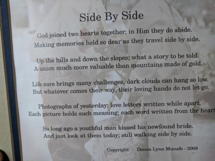 Poem side by Side Anniversary Poem by Donna Munafo 14X11 With Mat - Etsy
