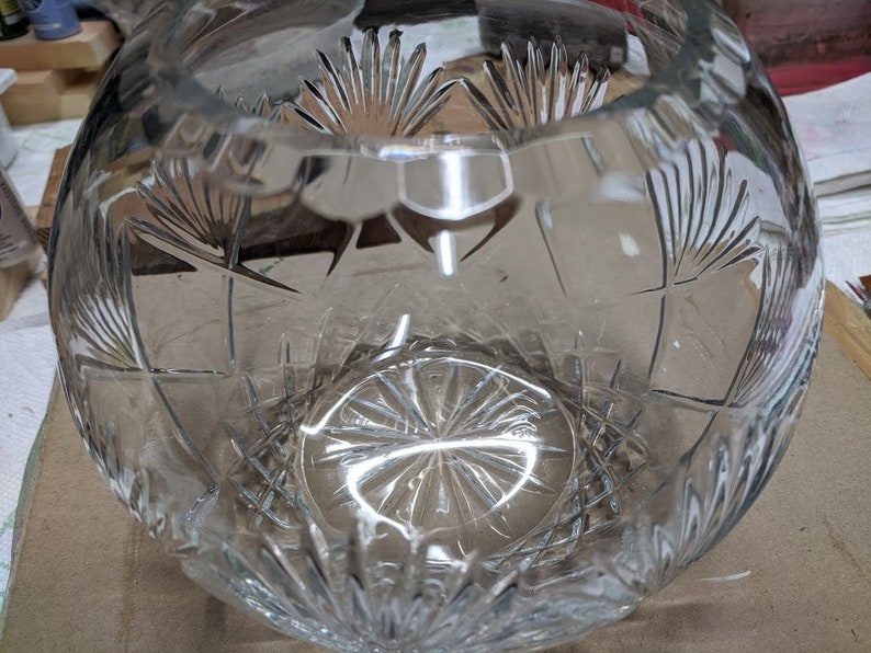 Cut Lead Crystal Ball Shaped Bowl, Elaborately Done 7"w X 5 1/2" H ...