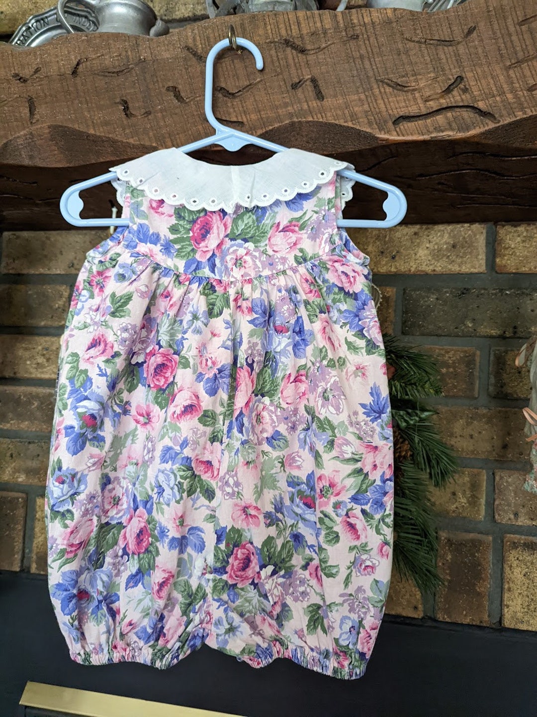 Baby Sunsuit by Therese.made in USA..6 Mos...pink W/ Purple Florals ...