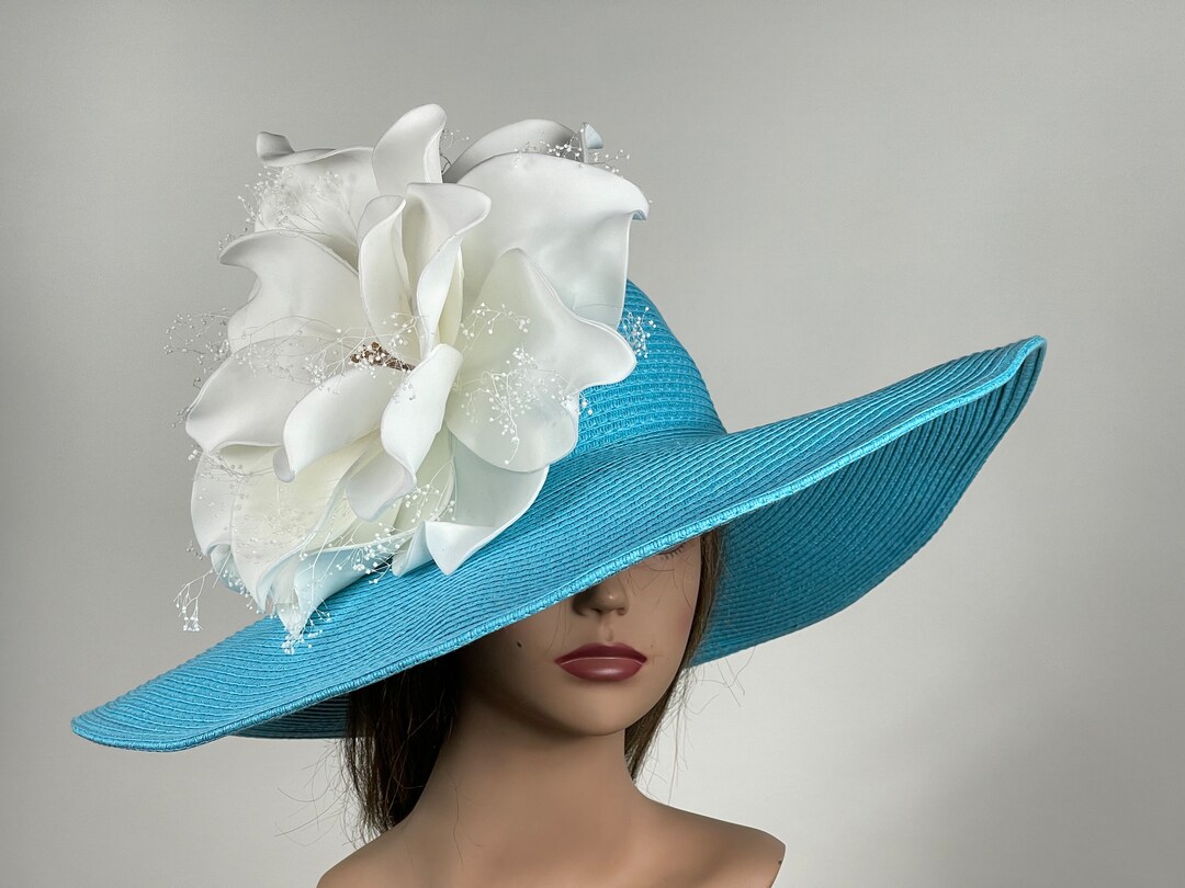 SALE Turquoise Blue Hat Party Tea Kentucky Derby Hat Wedding Cocktail ...