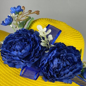 SALE Woman Yellow Blue Hat Party Kentucky Derby Hat Tea Hat Wedding ...