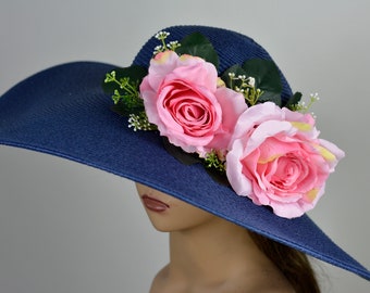 SALE Woman Blue Hat Party Tea Kentucky Derby Hat Wedding Cocktail Hat ...