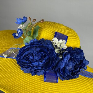 SALE Woman Yellow Blue Hat Party Kentucky Derby Hat Tea Hat Wedding ...