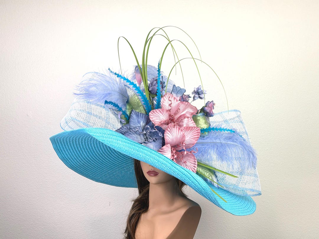 SALE Oversized Blue Derby Hat: 10