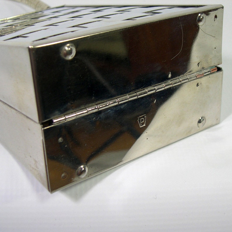 1950s Vintage Pyramid Chrome Box Bag With Confetti Lucite Handle ...