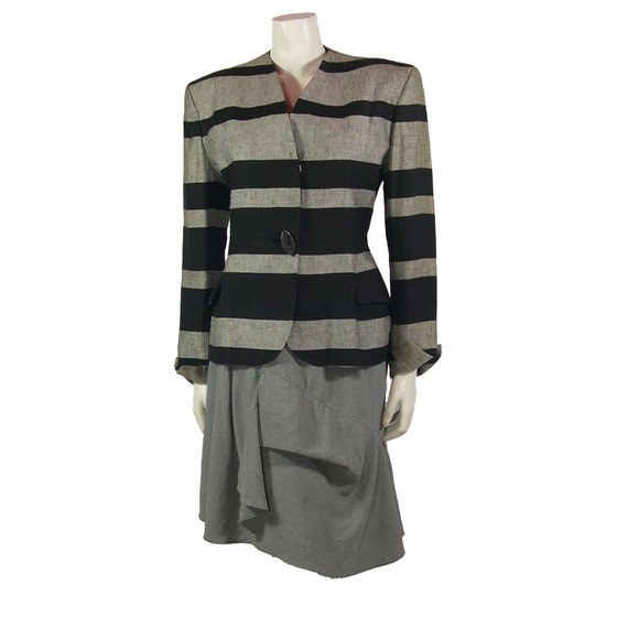 Vintage John Galliano Linen Horizontal Striped Jacket… - Gem