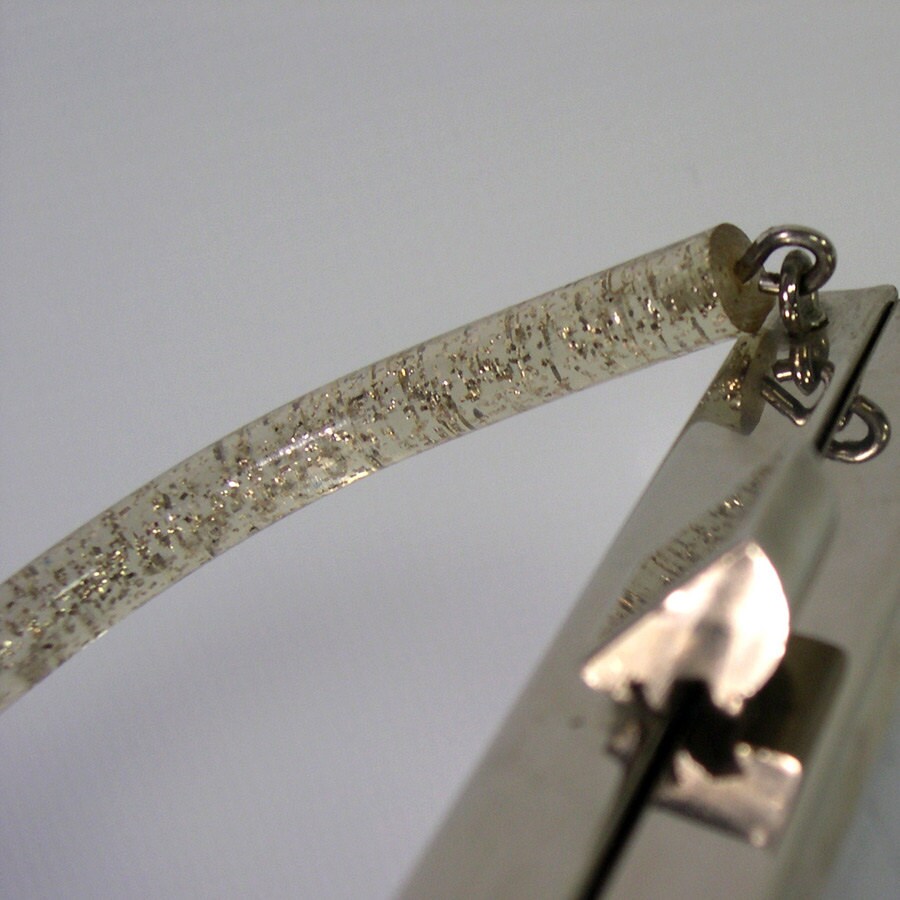 1950s Vintage Pyramid Chrome Box Bag With Confetti Lucite Handle ...