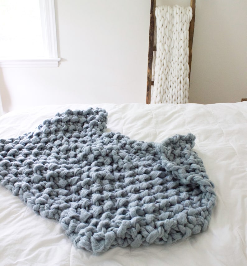 Arm Knitting Pattern // Seed Stitch Blanket // Chunky Blanket // Chunky ...