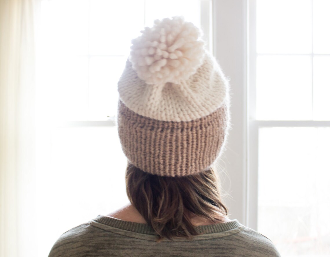 Knitting Pattern // Double-Knit Brim Slouchy Beanie // Knit | Etsy