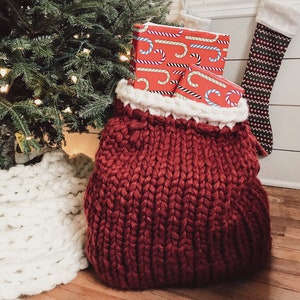 Knitting Pattern // Knit Santa Bag // Christmas Decor // Beginner ...