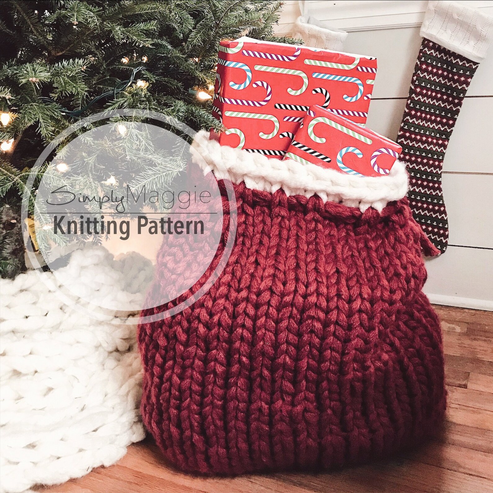 Knitting Pattern // Knit Santa Bag // Christmas Decor // Beginner ...