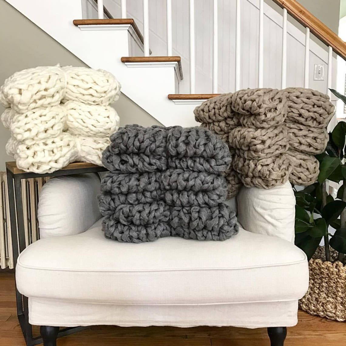 Arm Knitting Pattern // Chunky Throw // Throw Blanket // Knit Blanket ...
