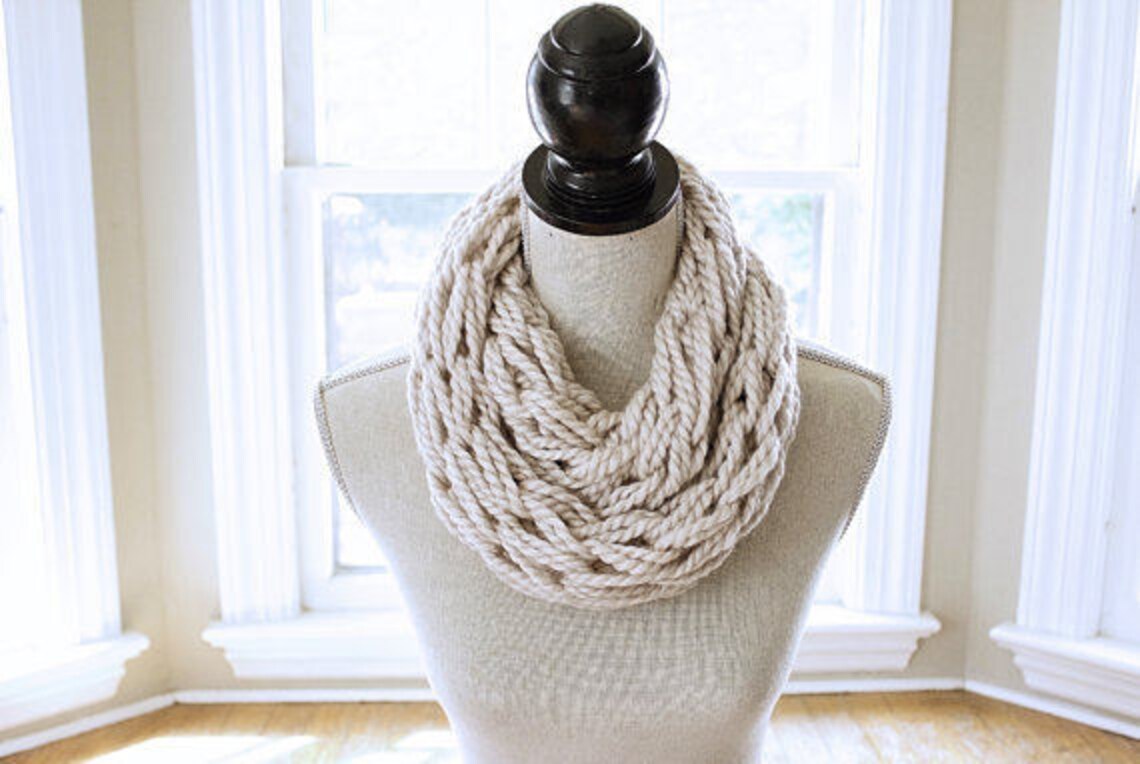 Arm Knitting Pattern // Infinity Scarf // Chunky Scarf // With Button ...