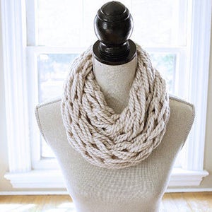 Arm Knitting Pattern // Infinity Scarf // Chunky Scarf // With Button ...