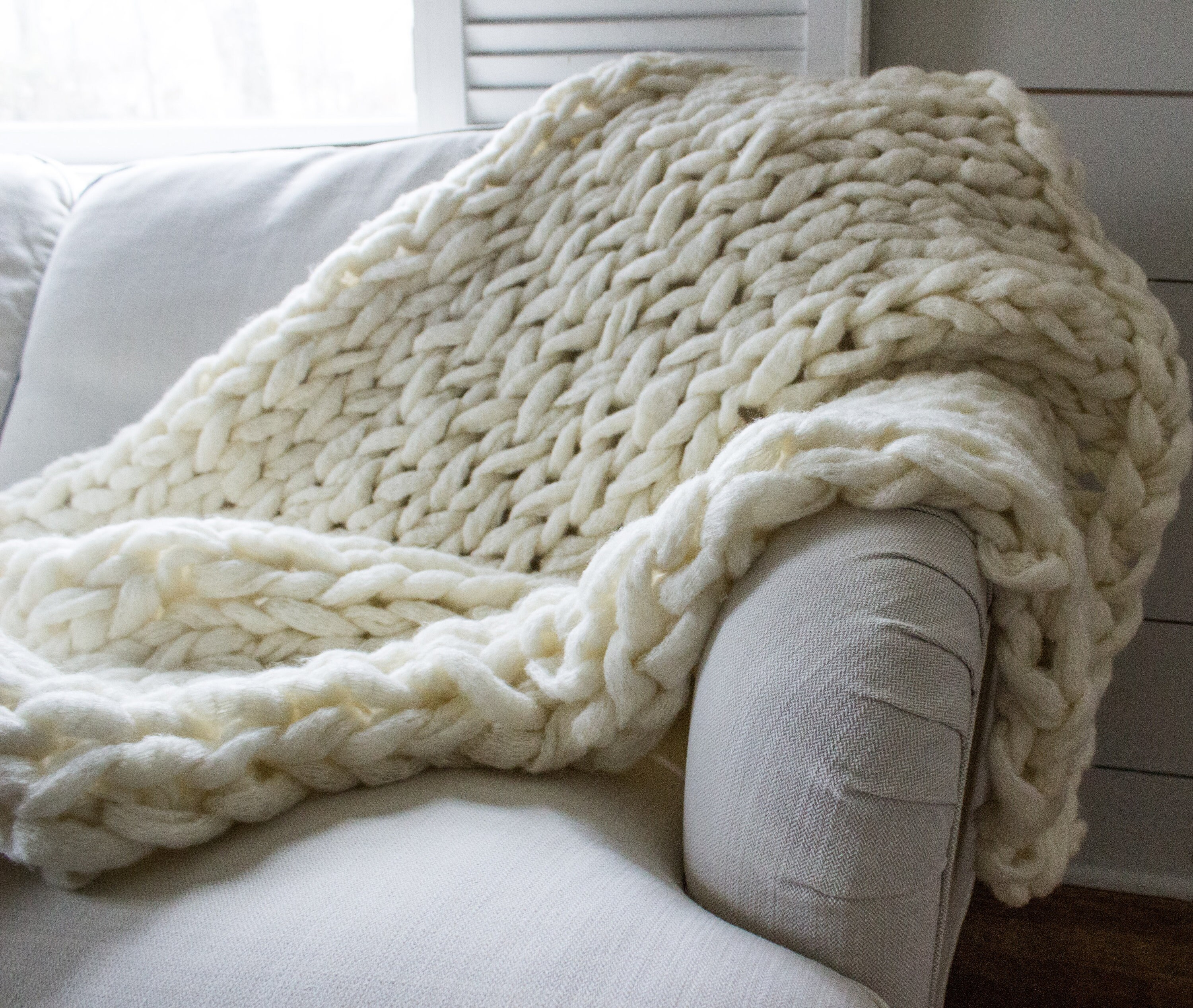 Arm Knitting Pattern // Large Throw Blanket // Chunky Blanket // Chunky ...