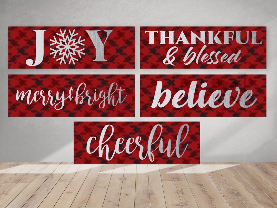 Holiday Cheer | Aluminum Sign | Decor | Merry & Bright, Thankful, Joy ...