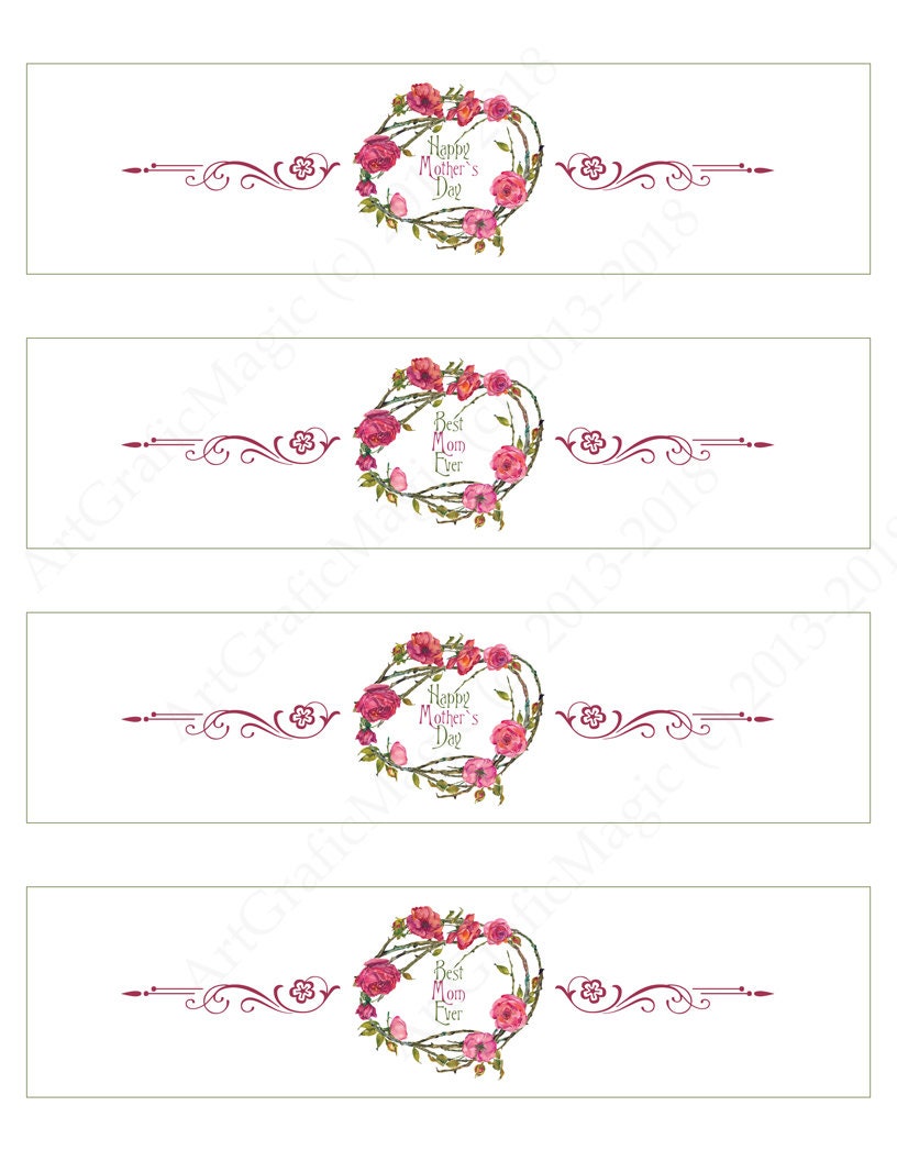 Happy Mothers Day Water Bottle Labels, Printable Instant Download ...