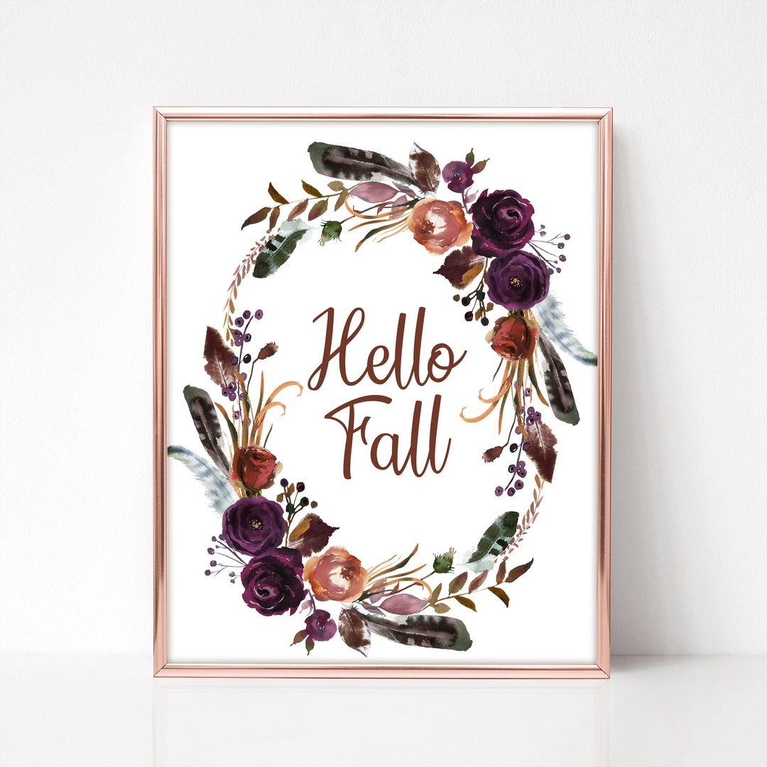Hello Fall Art Instant Download, Fall Wall Art Printable, Welcome ...