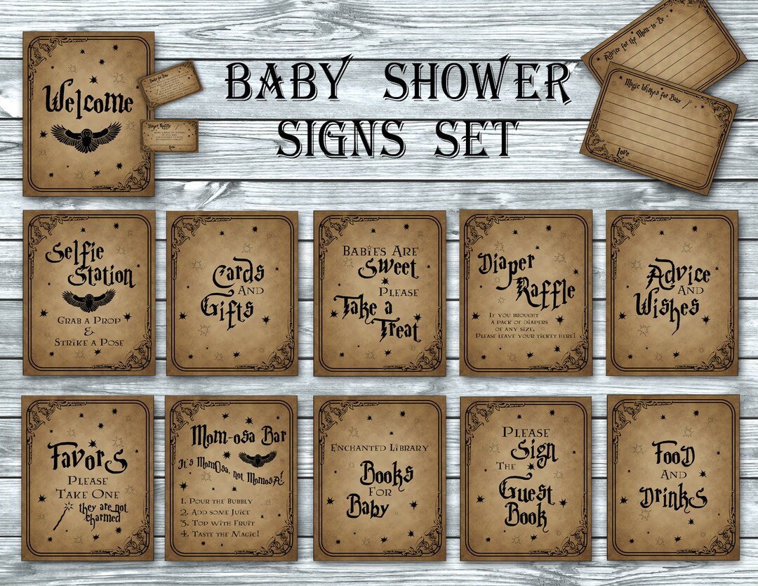 Wizard Witch Baby Shower Bundle, Halloween Baby Shower Signs, Craft ...