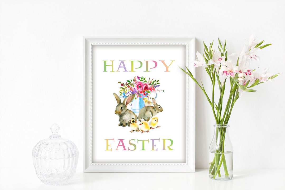 Happy Easter Digital Art Printable Instant Download, Easter Wall Art ...