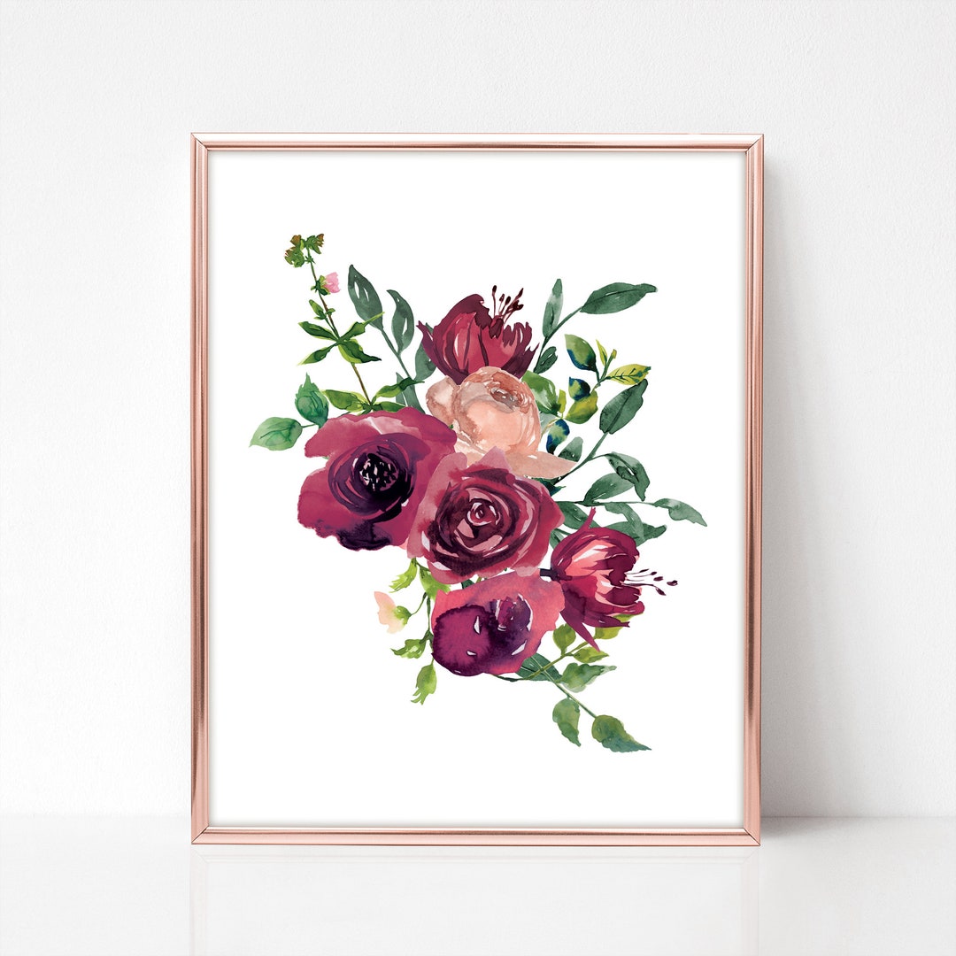 Red Rose Digital Art Instant Download, DIY Printable Wall Art, Flower ...