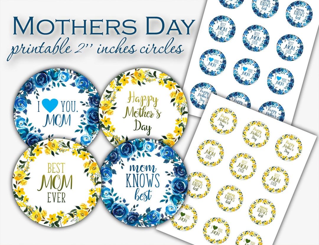 Mothers Day Party Circles Printable Instant Download, Farmhouse Blue ...