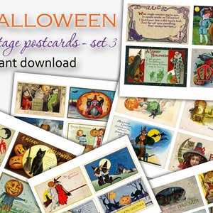 Halloween Postcards Huge Set #3, Printable Post Cards Instant Download ...