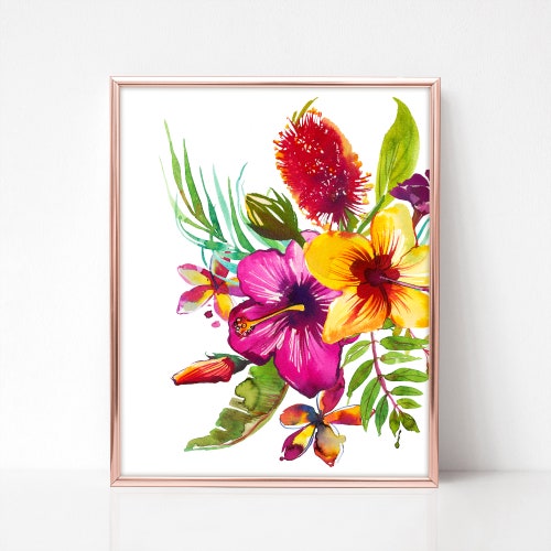 Tropical Flowers Printable Art Set of 6 Prints Instant | Etsy