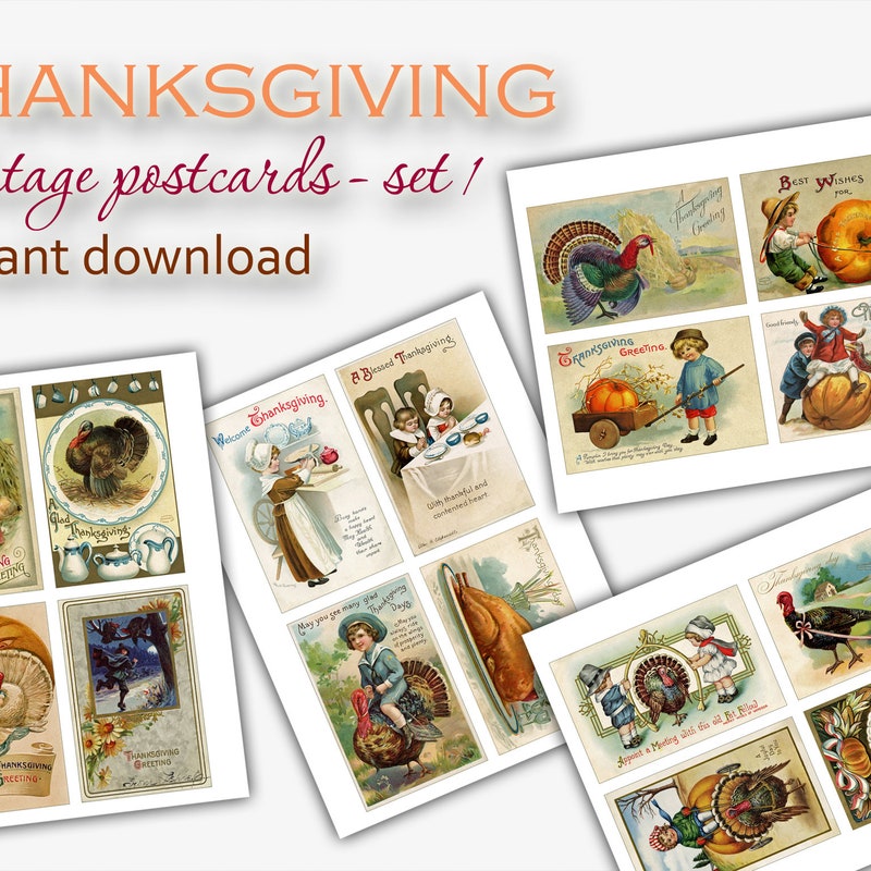 Thanksgiving Vintage Cards - Etsy