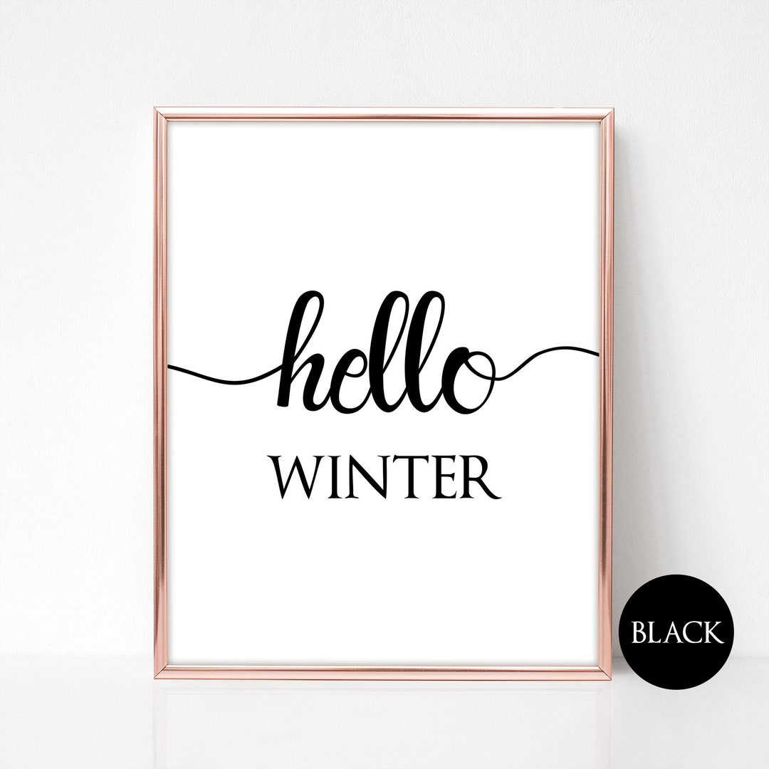 Hello Winter Sign Printable Wall Art Instant Download, Christmas Wall ...