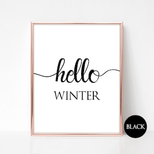 Hello Winter Sign Printable Wall Art Instant Download, Christmas Wall ...