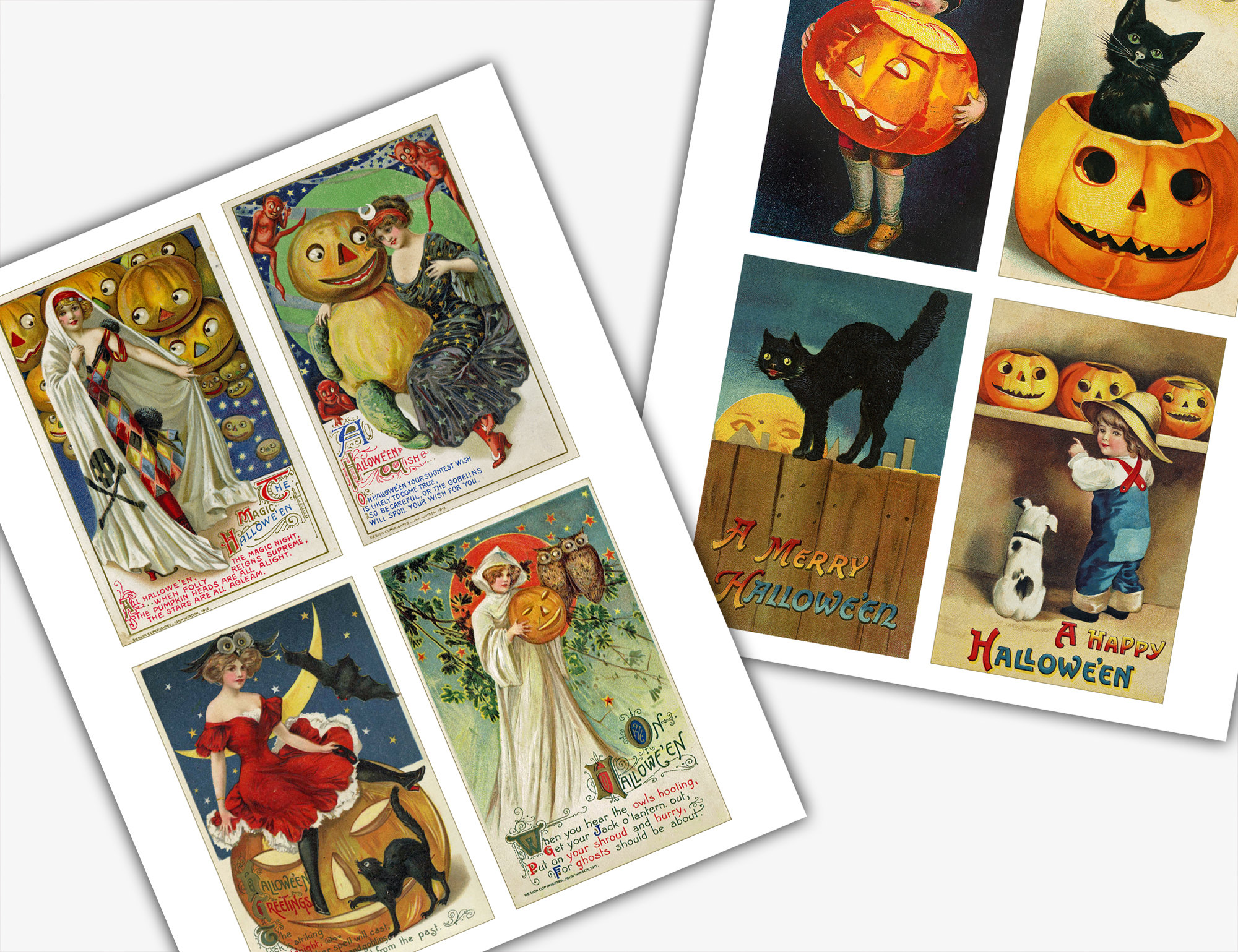 Vintage Halloween Postcards Printable Set 1 Instant Download - Etsy