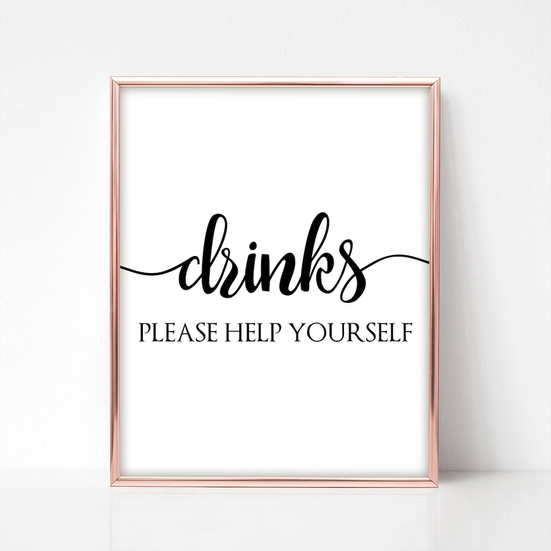 Drinks Table Sign Printable: Black & White Wedding Bar Decor (digital ...