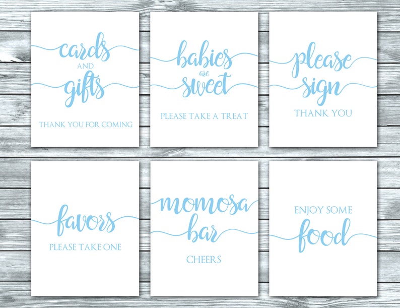 Baby Blue Baby Shower Signs, Boy Baby Shower Package, Printable Baby ...