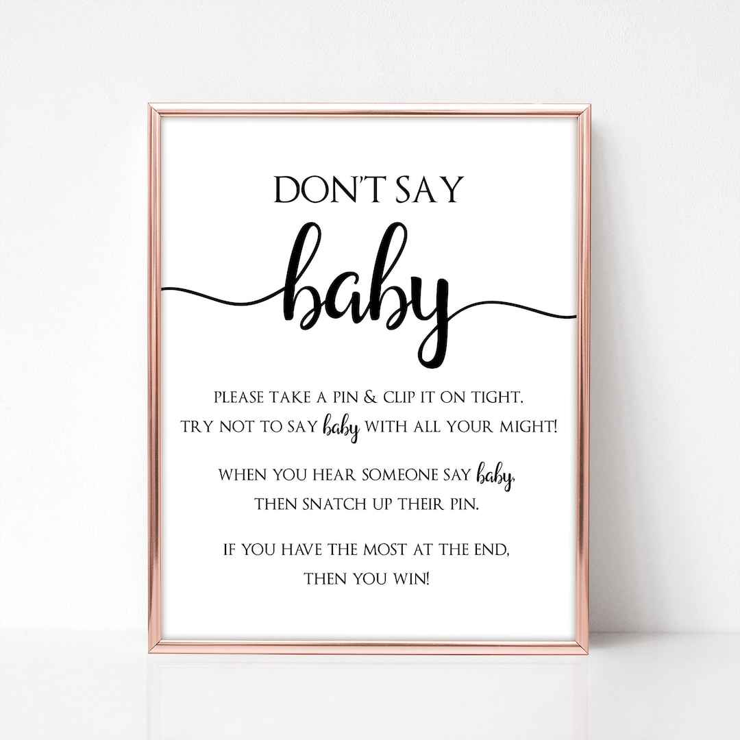 Dont Say Baby Game Printable Instant Download, Baby Shower Games, Dont ...