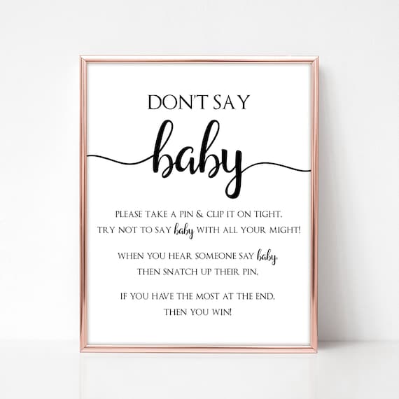 Dont Say Baby Game Printable Instant Download Baby Shower | Etsy