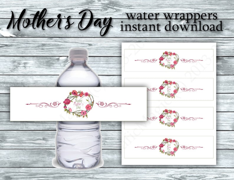 Happy Mothers Day Water Bottle Labels, Printable Instant Download ...