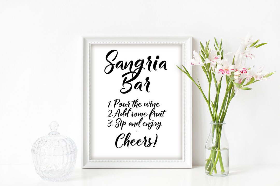 Sangria Bar Sign, Printable Drinks Table Sign, Wedding Sangria ...