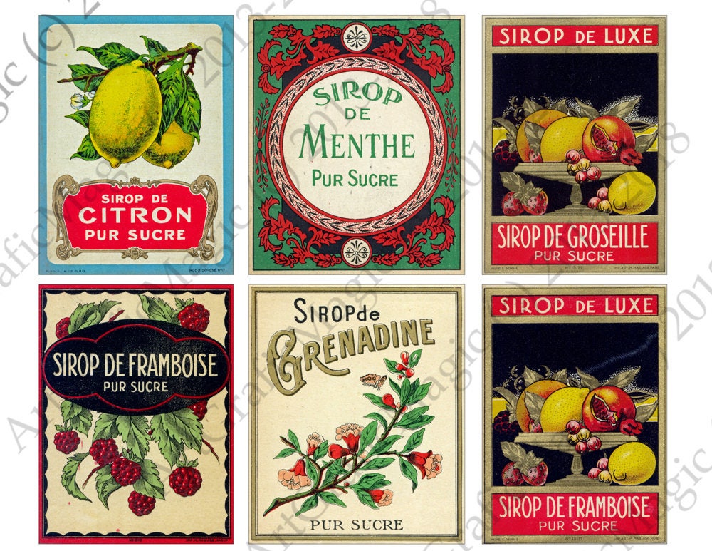 Vintage Food Labels Printable Digital Collage Instant | Etsy UK