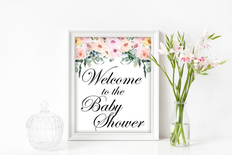 Baby Shower Signs Printable, Girl Baby Shower Package, Blush Pink ...
