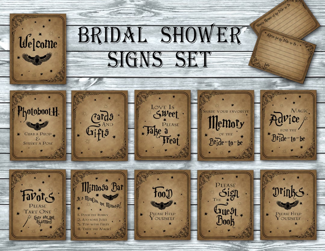 Wizard Bridal Shower Signs: Halloween Bachelorette Decor (digital ...