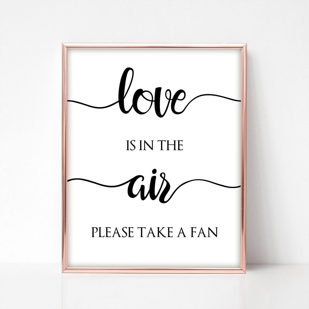 Wedding Fan Sign: Love is in the Air Printable (digital Download) - Etsy