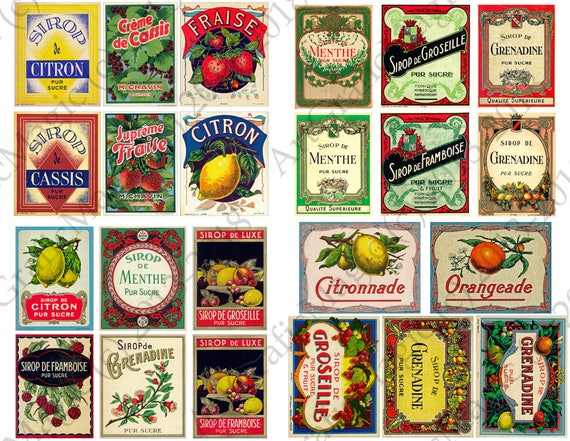 Vintage Food Labels Printable Digital Collage Instant | Etsy