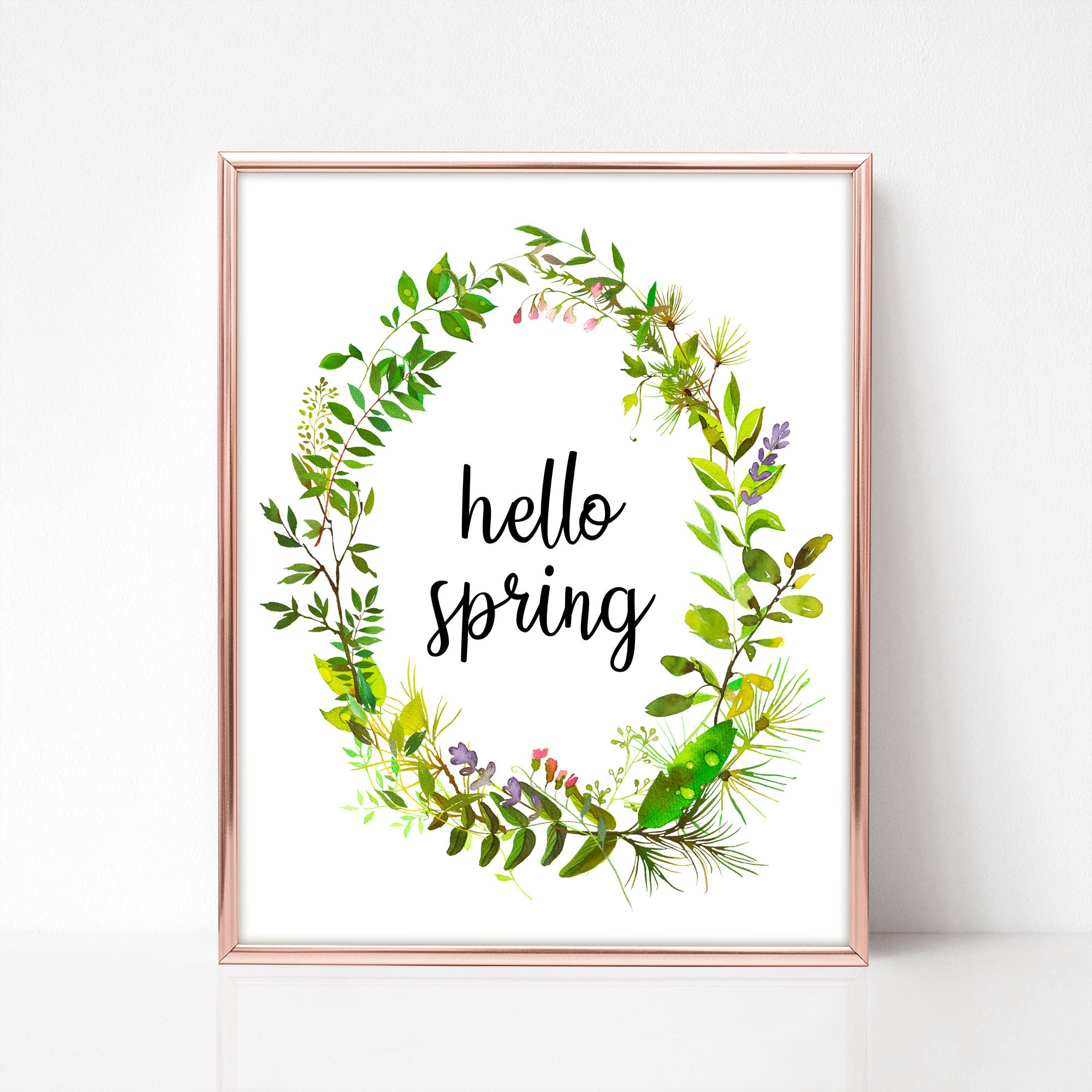 Hello Spring Watercolor Printable Art Instant Download | Etsy