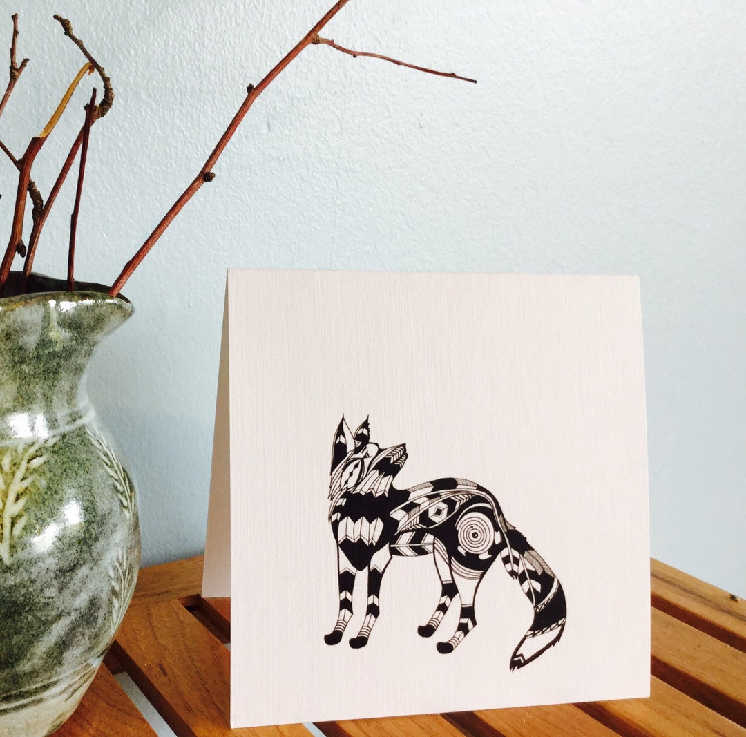 Fox Greeting Cards Set – Native American Ink Illustration, 5x5 - Etsy