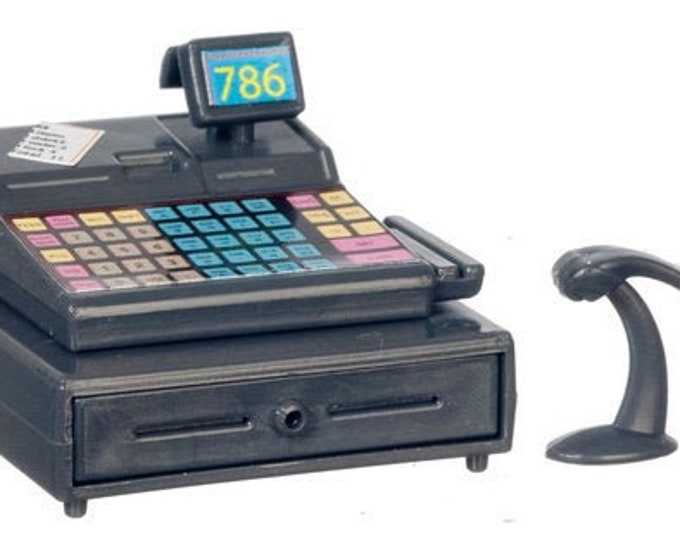 Dollhouse Miniature Modern Cash Register With Scanner -- 1:12 Scale - Etsy