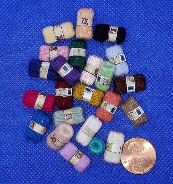 Dollhouse Miniature Set of Six Yarn Skeins Assorted Colors | Etsy