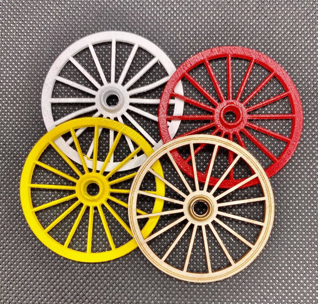 Dollhouse Miniature Set of 4 Wagon Wheels / Cart Wheels - 1:12 Scale (3 ...