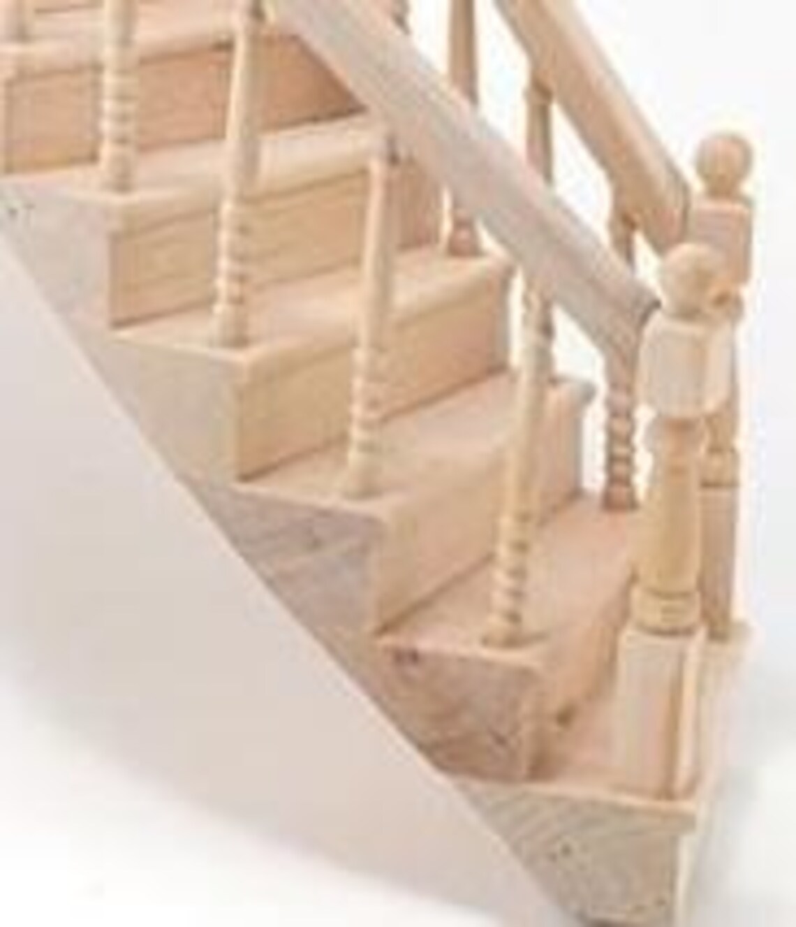 Dollhouse Miniature Stairs 2 Rail Right Curve - Assembled - 1:12 Scale ...